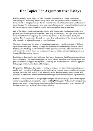 Hot Topics For Argumentative Essays.pdf | Education