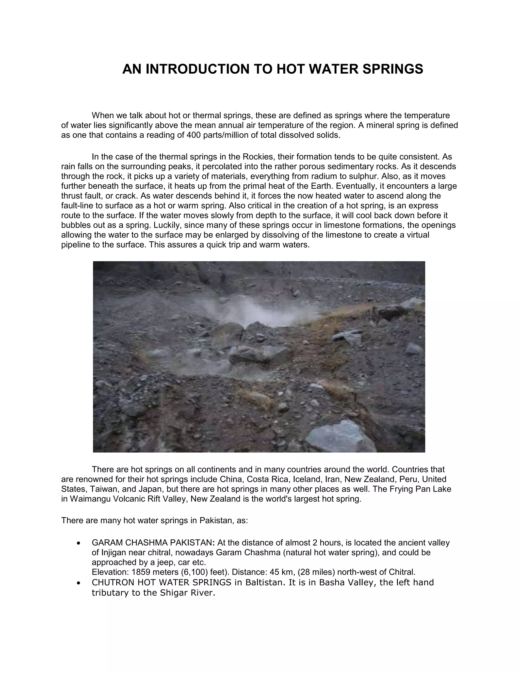 Hot water springs | DOCX