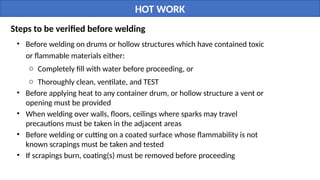 Hot work safety at construction and manufacturing sites | PPTX