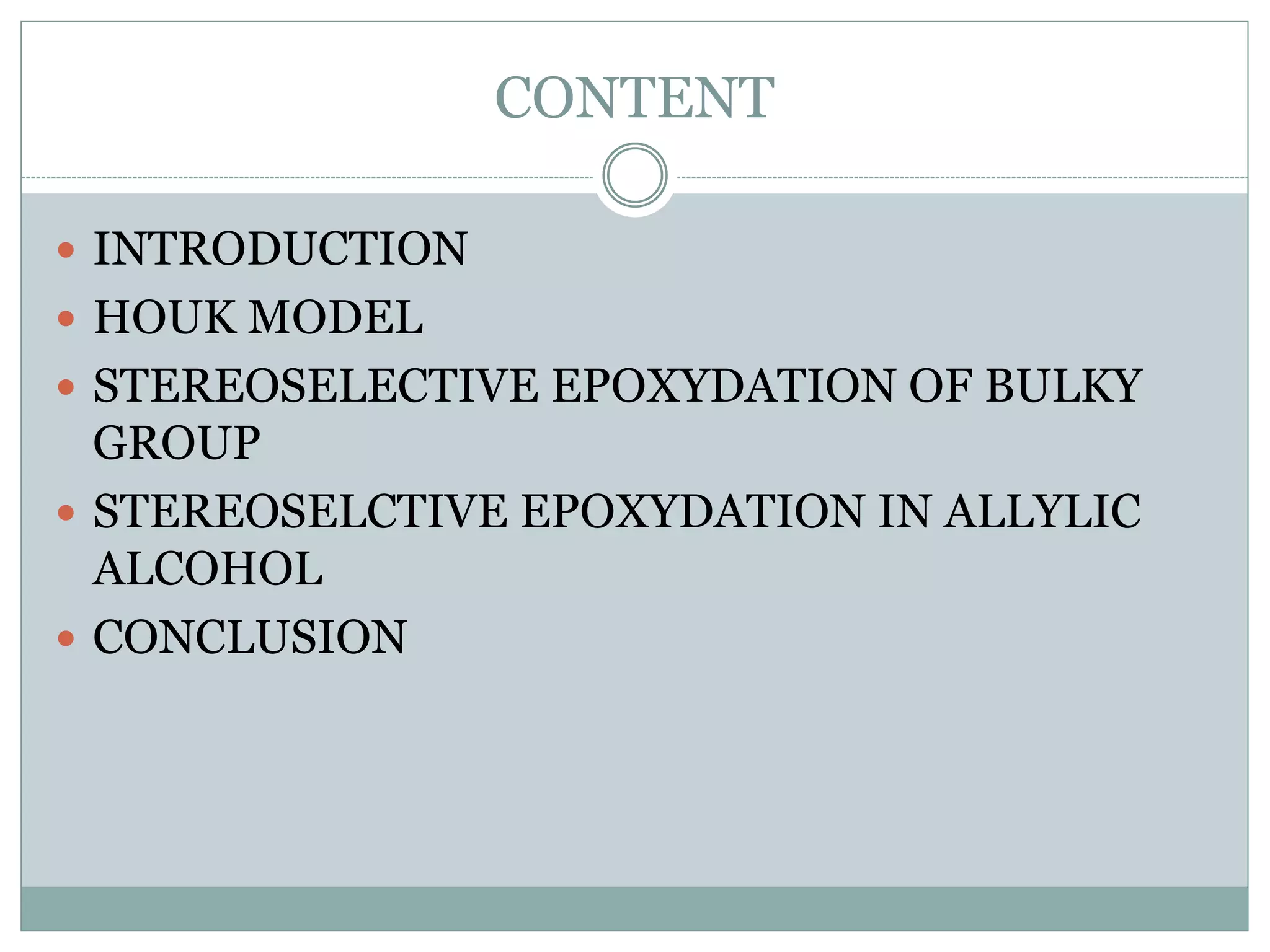 Houk model,diastereosectivity epoxydation | PPSX