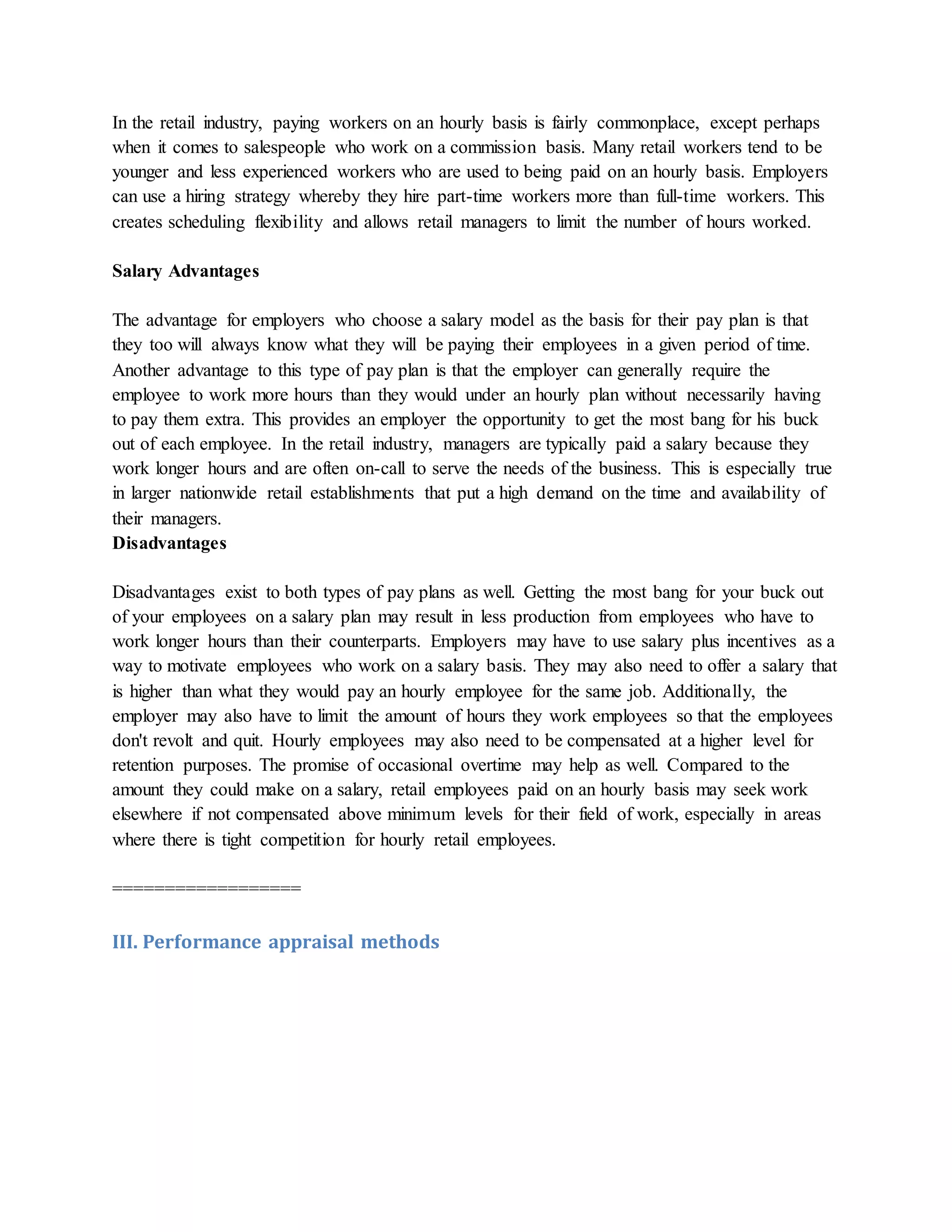 Hourly performance appraisal | PDF