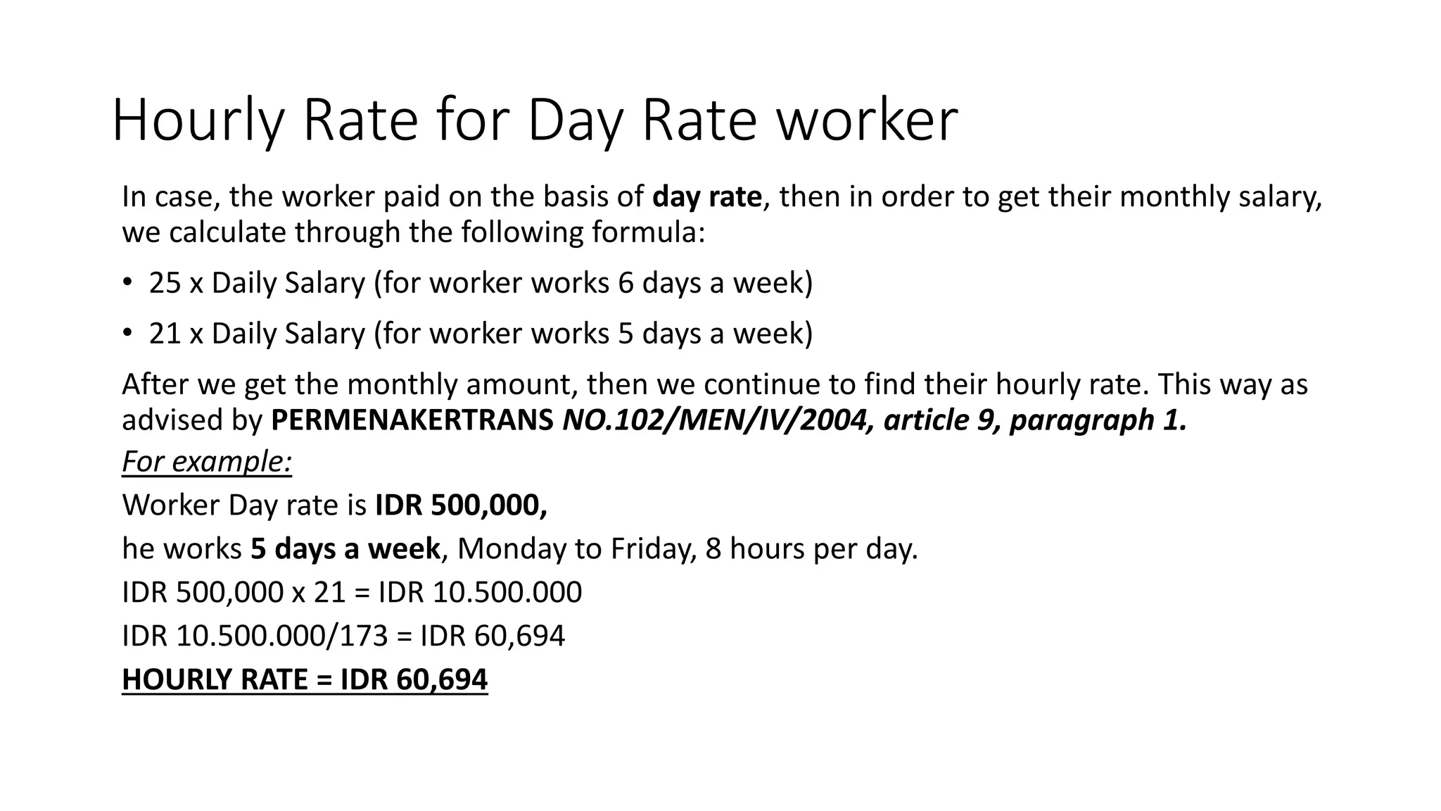 Hourly Rate and OT calculation | PPT
