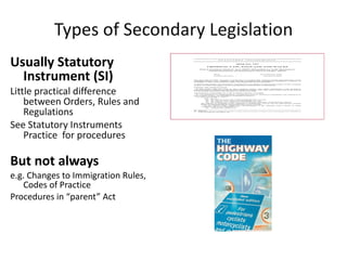 Understanding Secondary Legislation 29 November 2010 | PPT