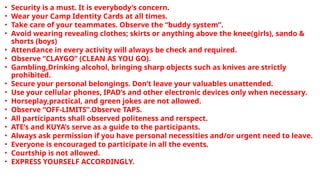 House Rules for Camp - Specific House Rules to Follow | PPTX