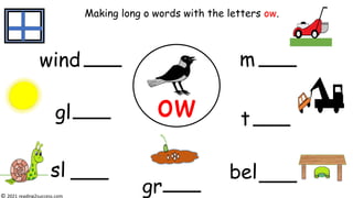 Parents Welcome to #Teaching the Two Sounds of #ow: the Long o and the ...