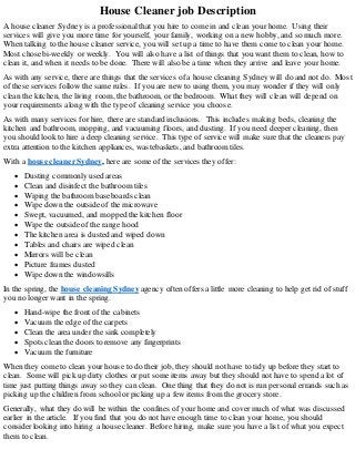 House cleaner job description