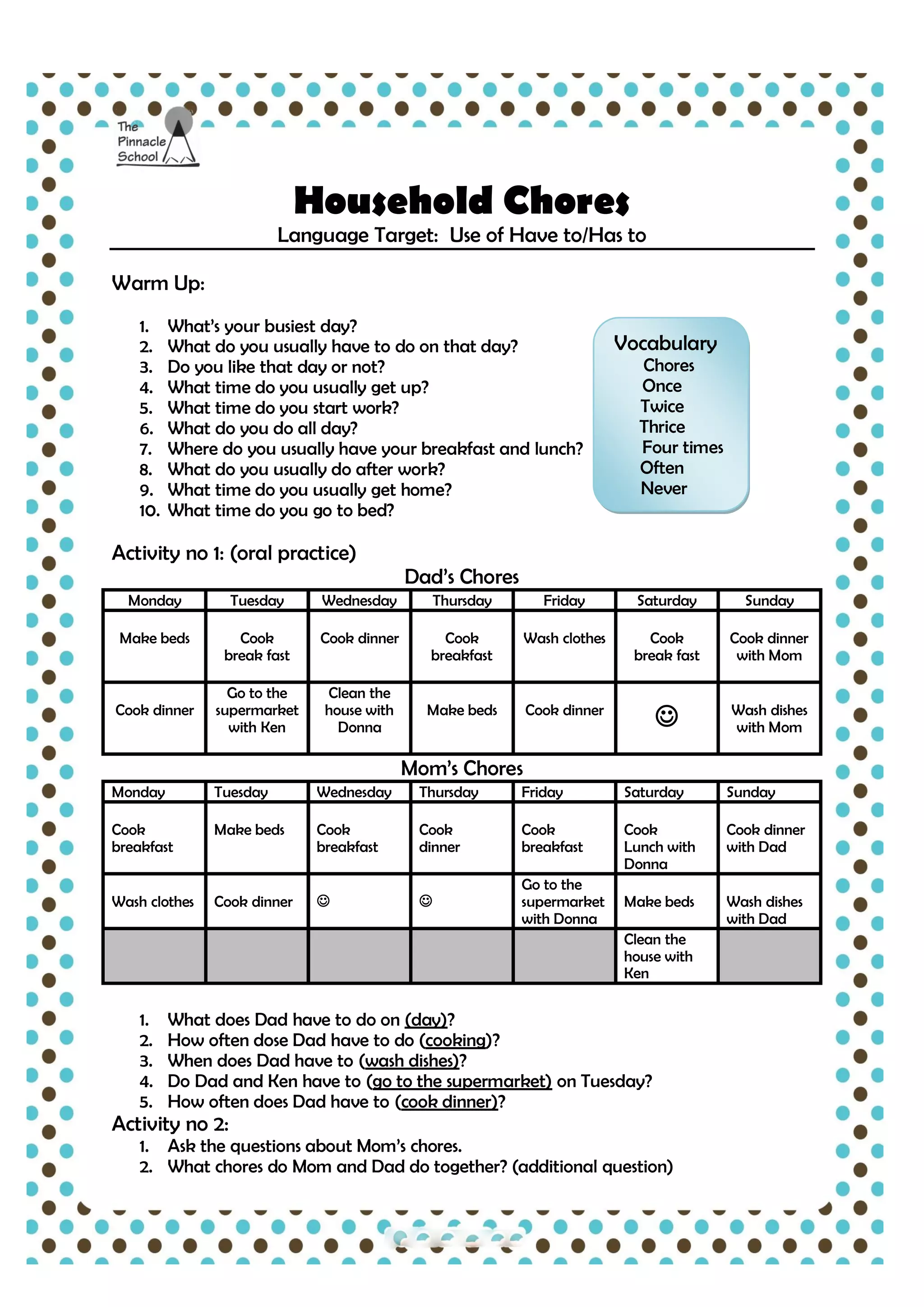 Household chores intermediate | PDF