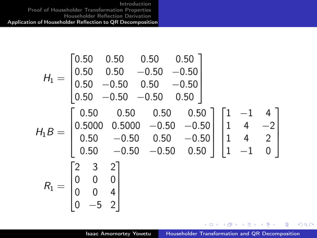 Householder transformation | Householder Reflection with QR ...