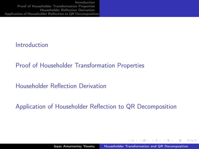 Householder transformation | Householder Reflection with QR ...