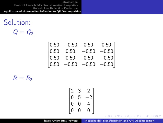 Householder transformation | Householder Reflection with QR ...