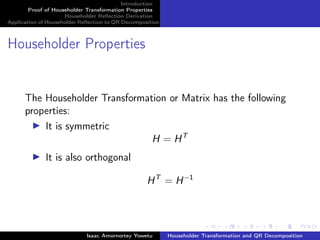 Householder transformation | Householder Reflection with QR ...