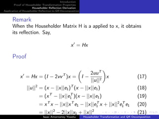 Householder transformation | Householder Reflection with QR ...