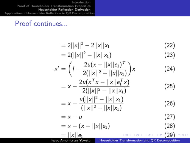 Householder transformation | Householder Reflection with QR ...