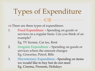 Household expenditure common expenses | PPT