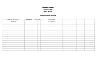 Household Profile Form Barangay File DOC | DOCX