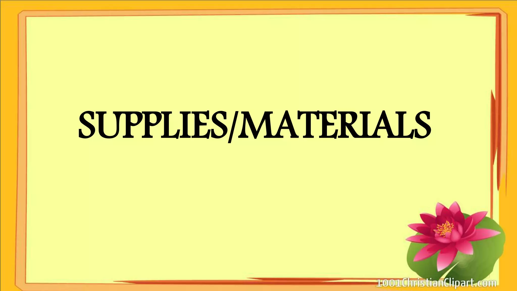 Household services TYPES AND USES OF CEANING TOOLS, EQUIPMENT, SUPPLIES ...