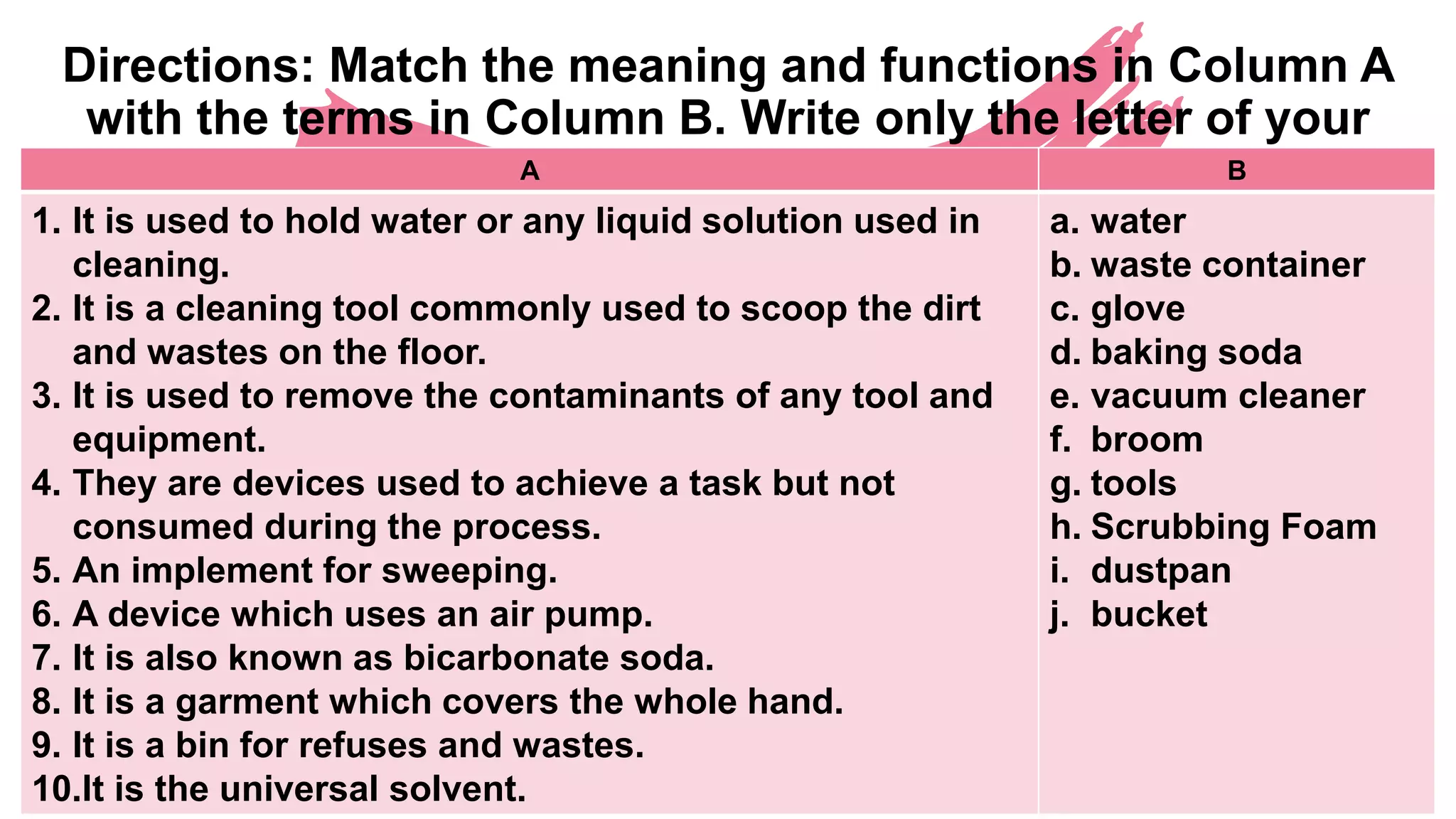 TYPES AND USES OF CLEANING TOOLS, EQUIPMENT, SUPPLIES AND MATERIALS.pptx