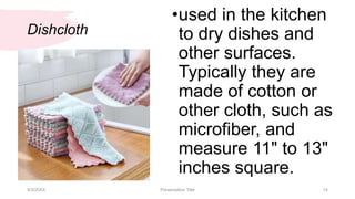 TYPES AND USES OF CLEANING TOOLS, EQUIPMENT, SUPPLIES AND MATERIALS.pptx