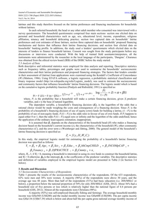 Households’ latrine preference and financing mechanisms in peri urban ...