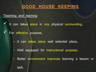 House keeping for instructional areas | PPT