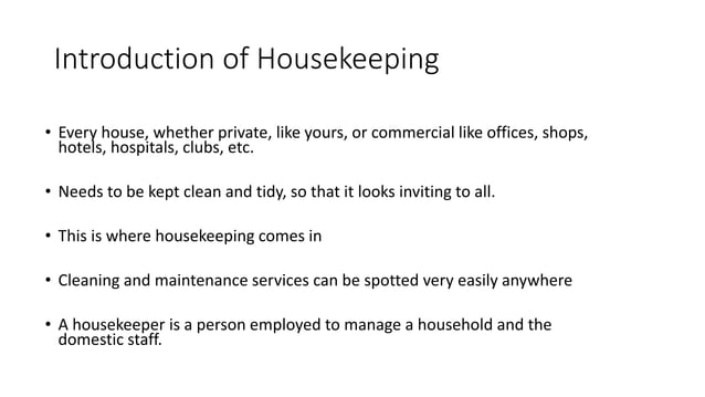 Housekeeping | PPTX | Bath and Shower | Personal Care