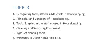 Housekeeping, house management, steps and equipment | PDF
