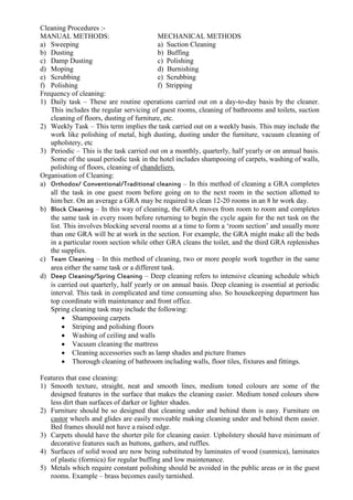 Housekeeping - cleaning | PDF