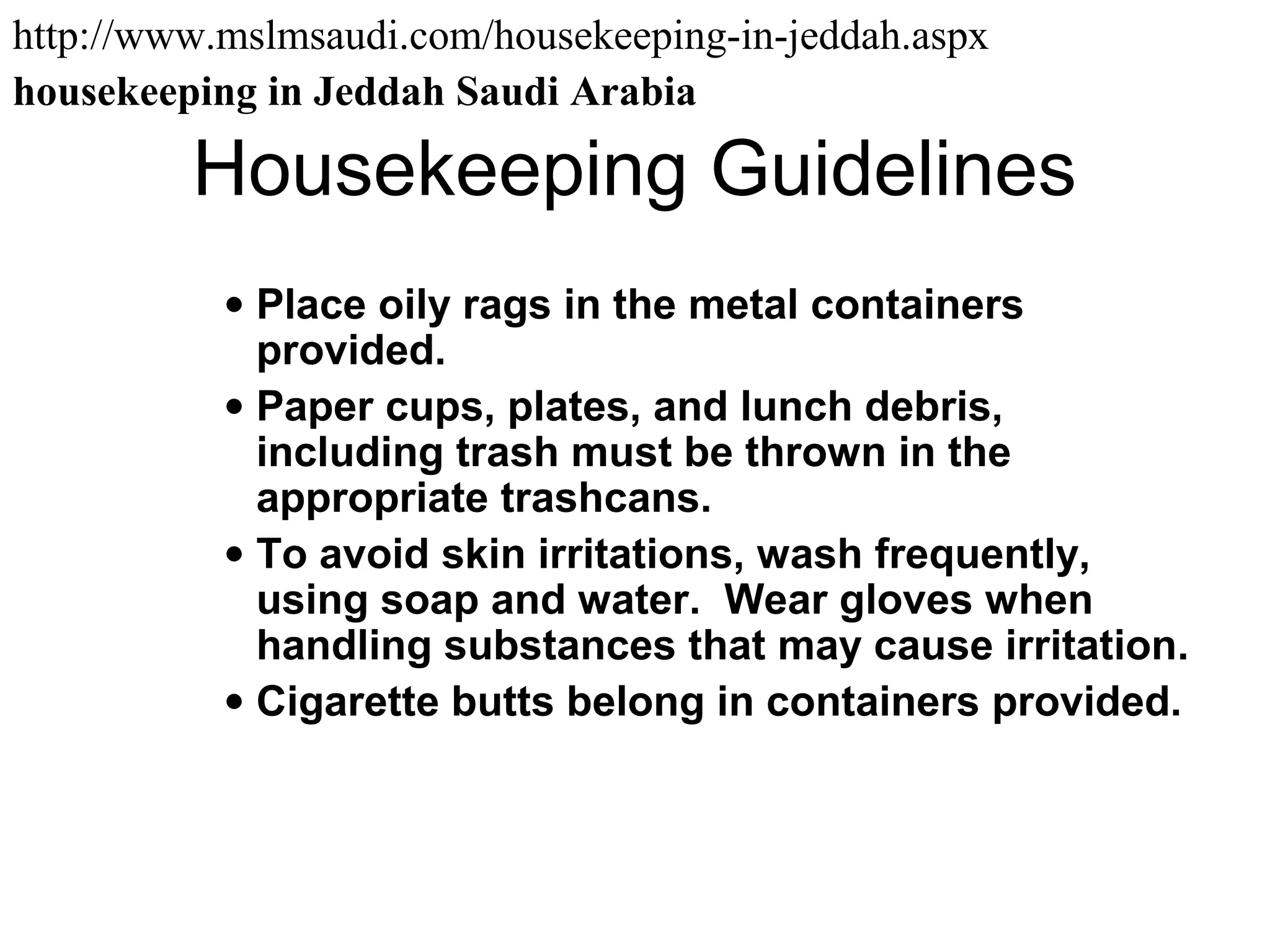 Housekeeping in-jeddah-saudi-arabia | PPT