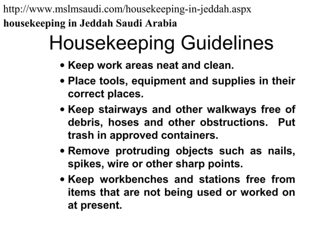 Housekeeping in-jeddah-saudi-arabia | PPT