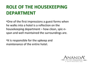 ananda in himalayas Housekeeping | PPT