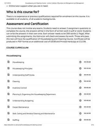 Housekeeping and Cleaning Course - LIBM | PDF