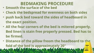 HOUSEKEEPING Bedmaking and making clients life comfortable.pptx