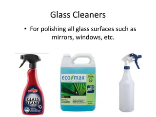 Housekeeping cleaning supplies, tools and equipments | PPTX