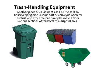 Housekeeping cleaning supplies, tools and equipments | PPTX