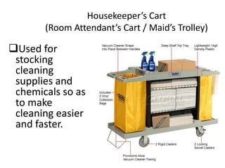 Housekeeping cleaning supplies, tools and equipments | PPTX
