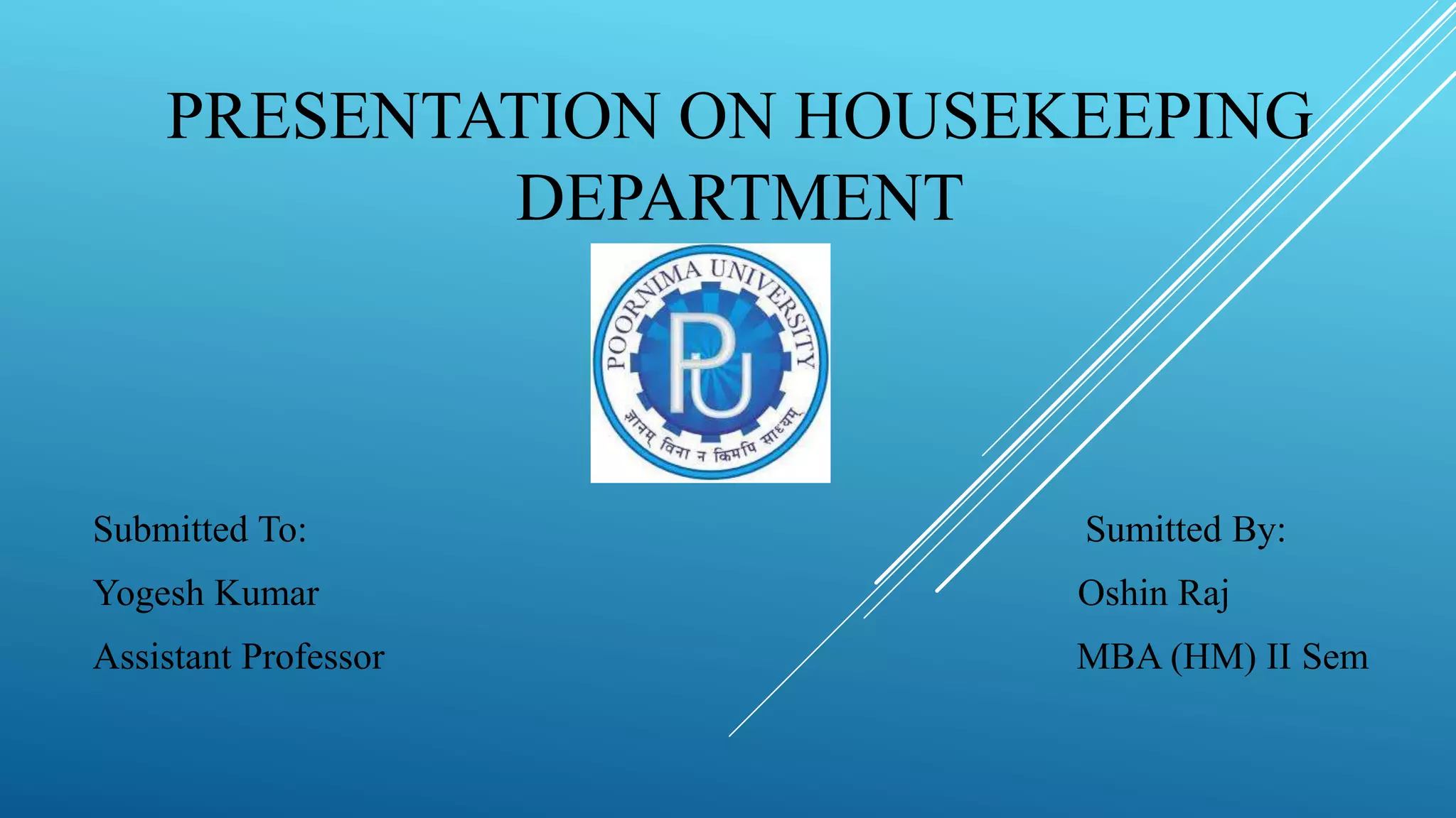 Housekeeping department | PPTX