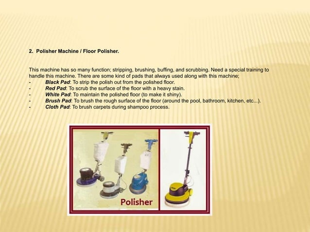 Housekeeping equipments knowledge | PPTX | Bath and Shower | Personal Care