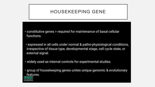 Housekeeping genes.pptx | Genetics | Science