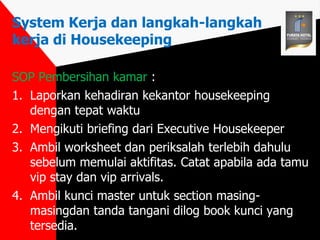 Housekeeping Introduction pembelajaran dasar perhotelan | PPT