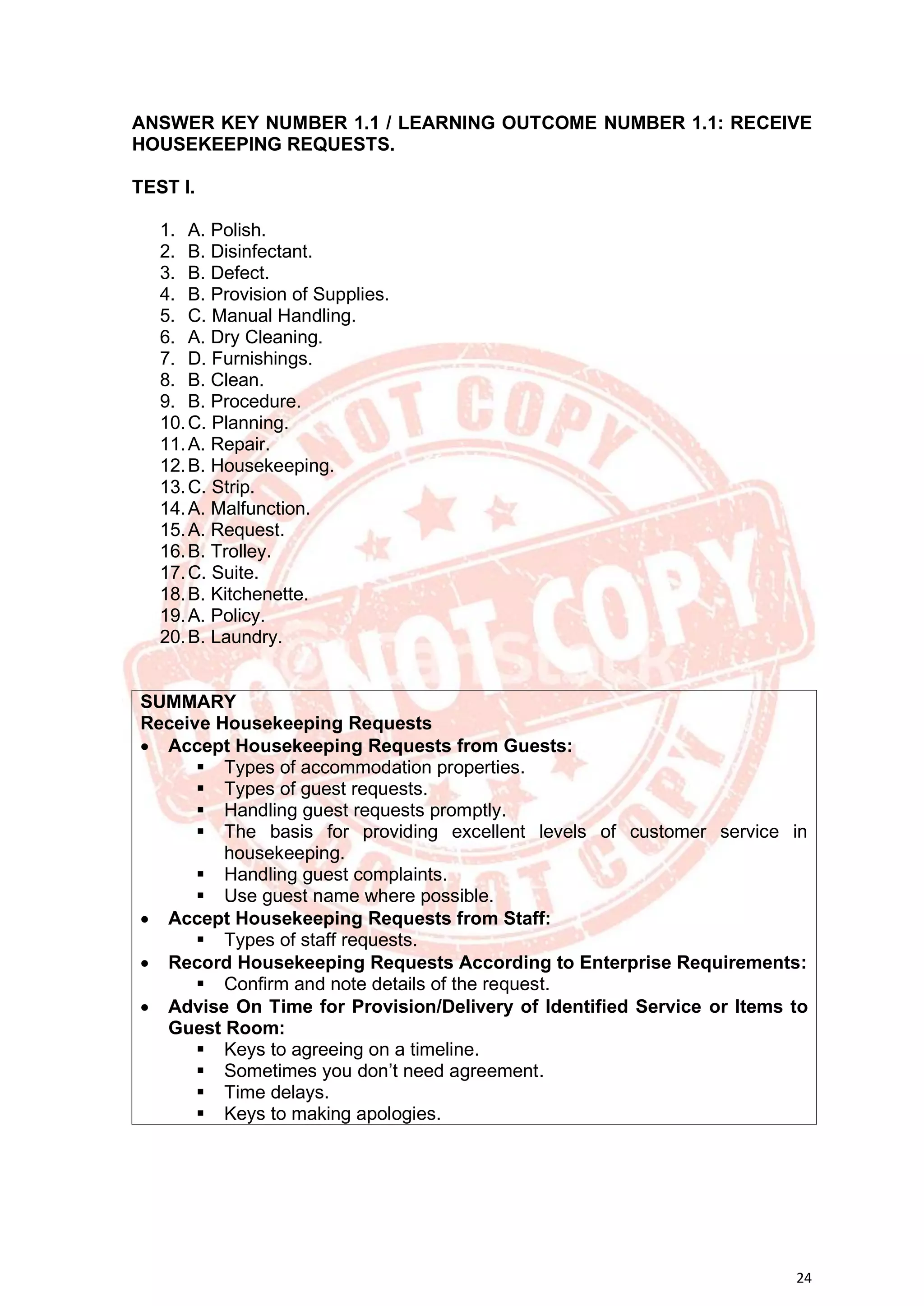 HOUSEKEEPING NC II - CBLM | PDF