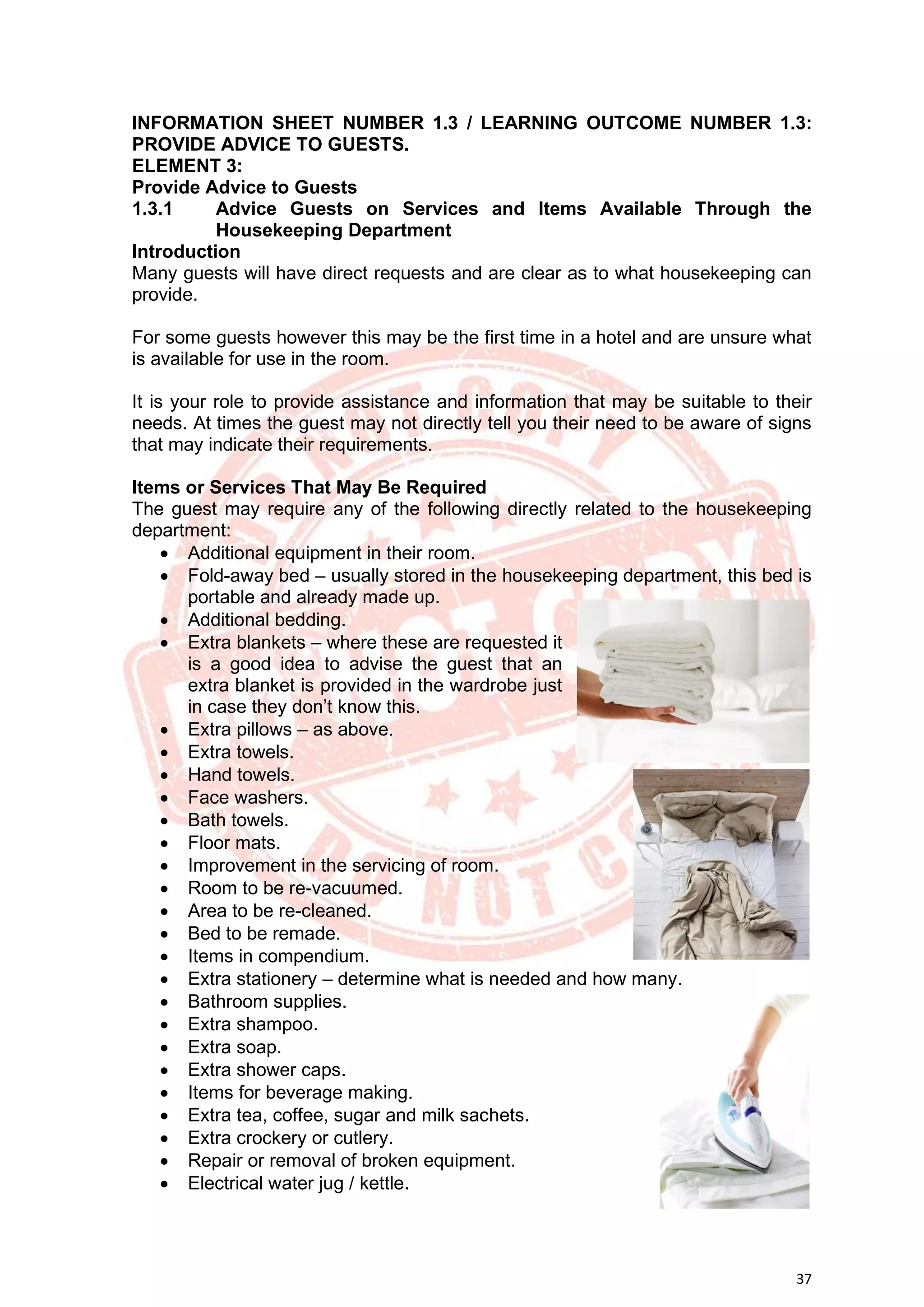 HOUSEKEEPING NC II - CBLM | PDF