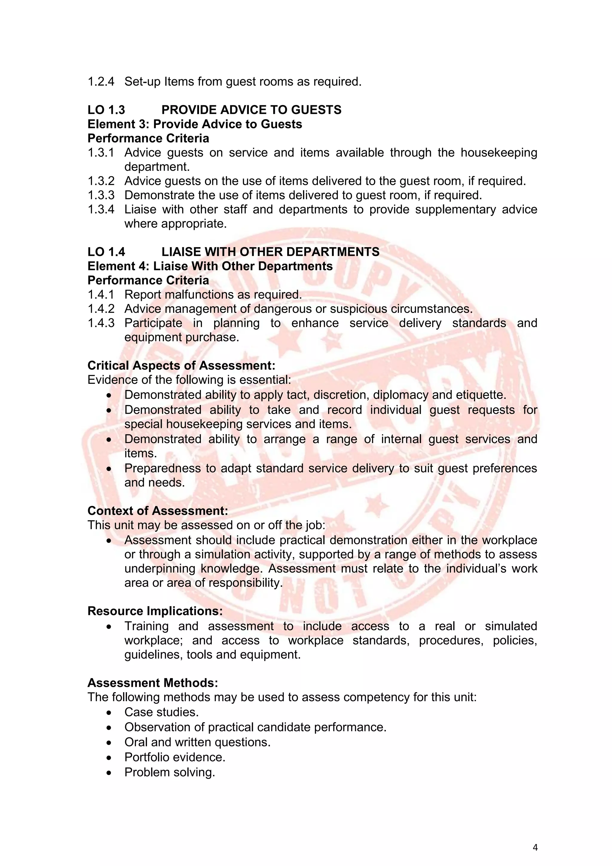 HOUSEKEEPING NC II - CBLM | PDF