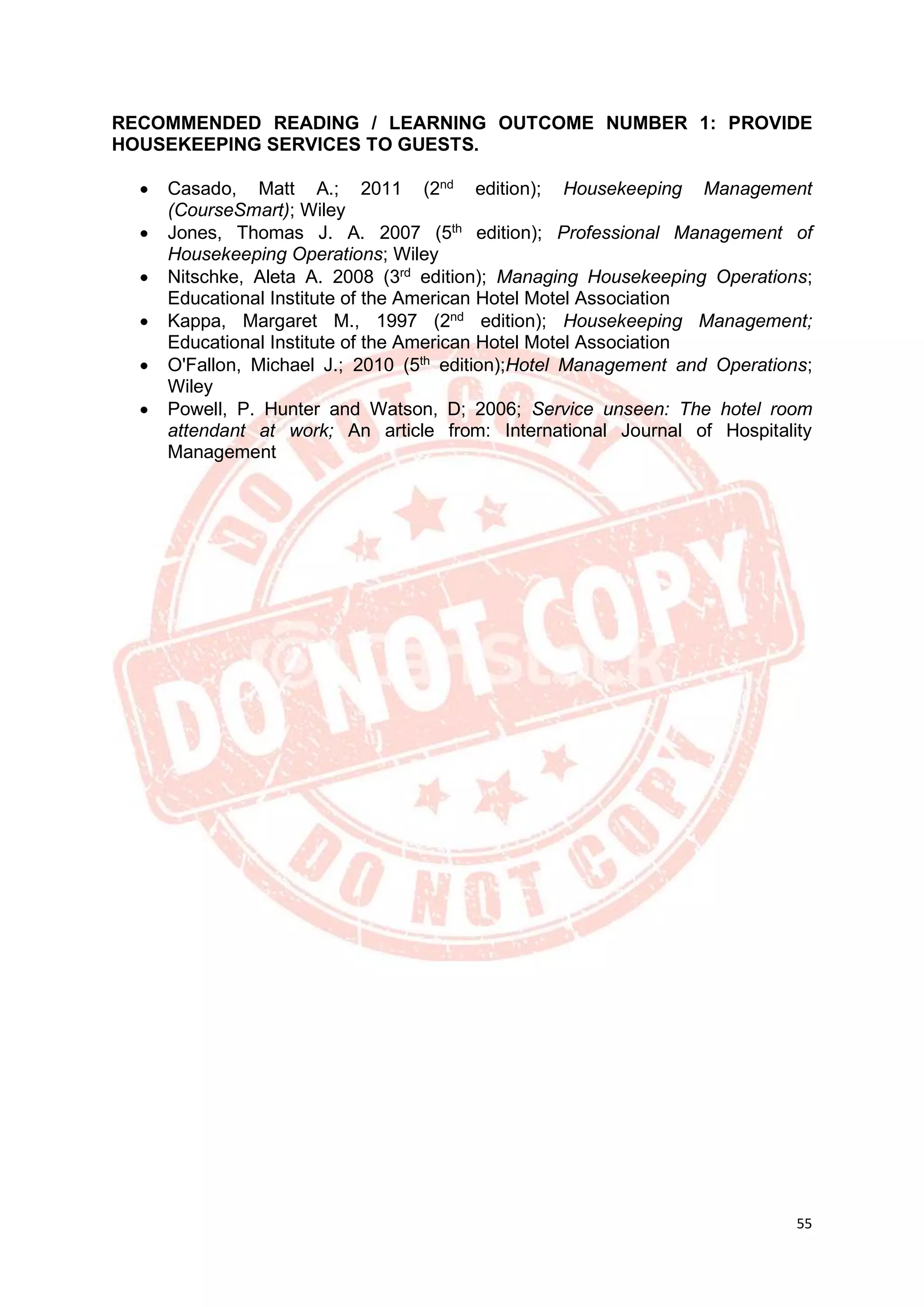 HOUSEKEEPING NC II - CBLM | PDF