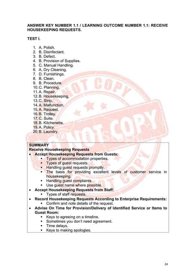 HOUSEKEEPING NC II - CBLM | PDF