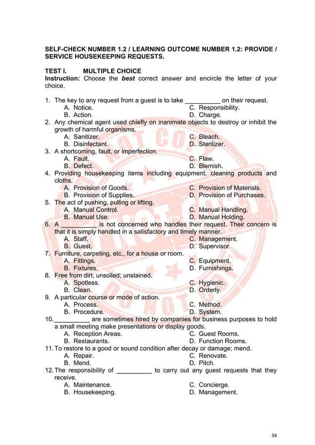 HOUSEKEEPING NC II - CBLM | PDF