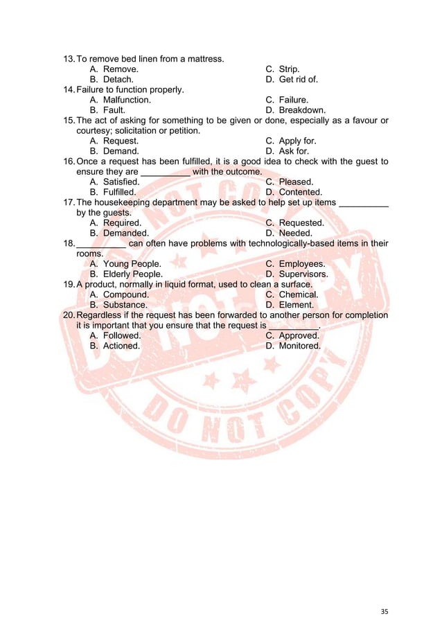 HOUSEKEEPING NC II - CBLM | PDF