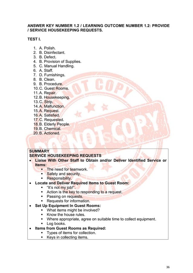 HOUSEKEEPING NC II - CBLM | PDF