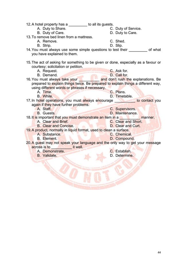 HOUSEKEEPING NC II - CBLM | PDF