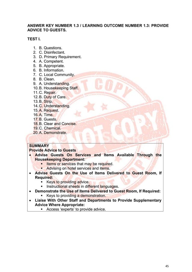 HOUSEKEEPING NC II - CBLM | PDF