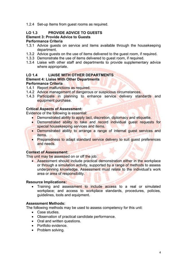 HOUSEKEEPING NC II - CBLM | PDF